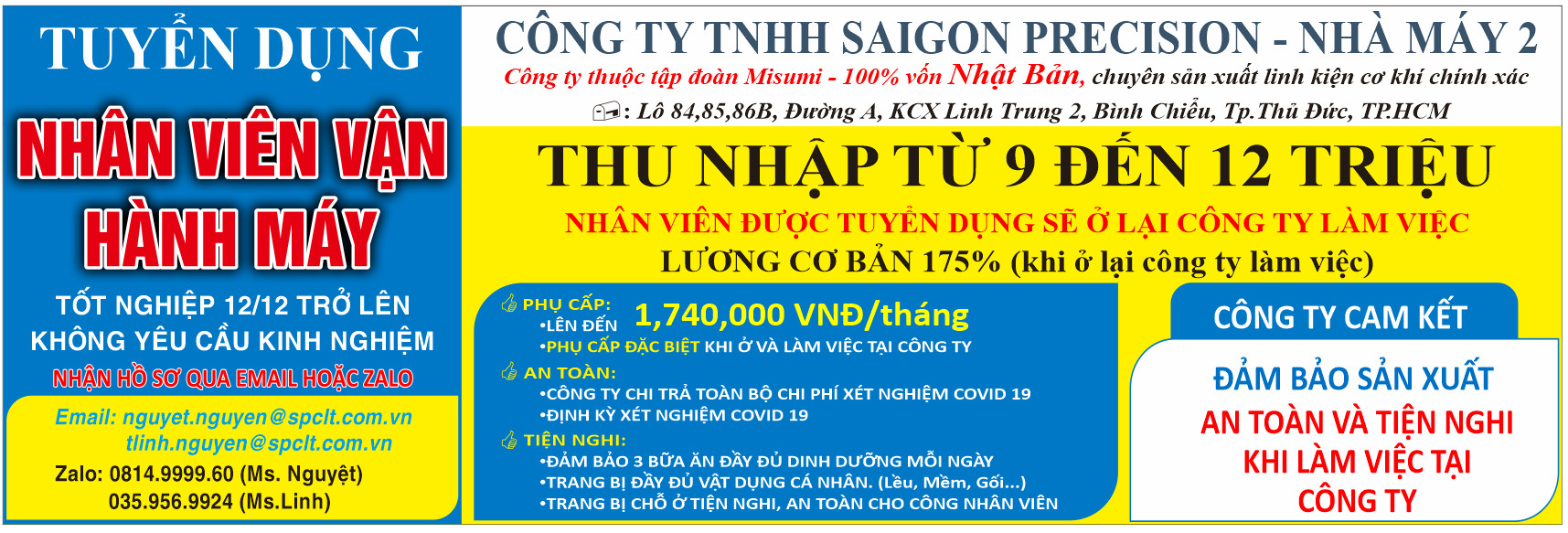 SAIGON PRECISION COMPANY LTD tuyển dụng 1226 - Vieclamnhamay.vn